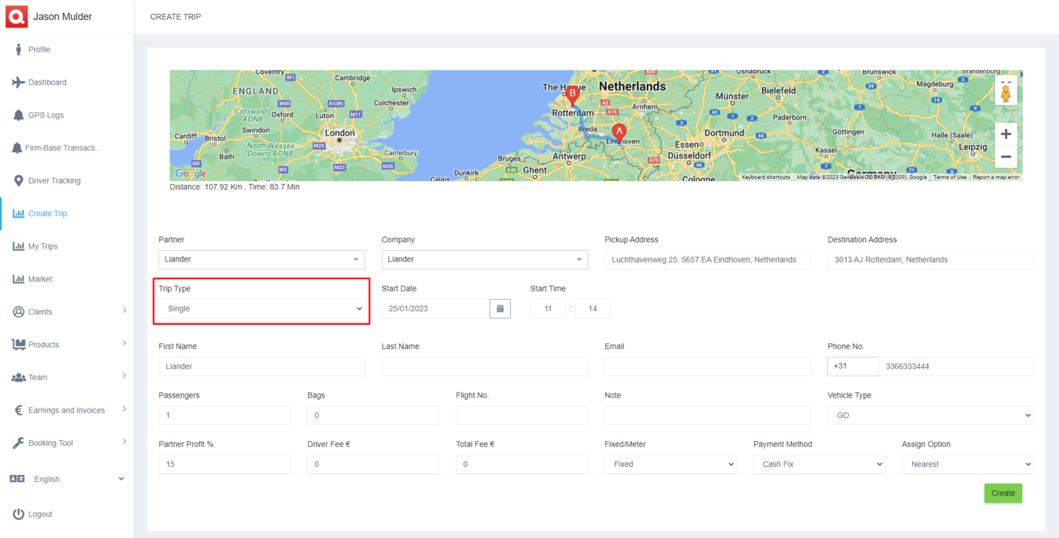 Create A Single Trip – Qatch